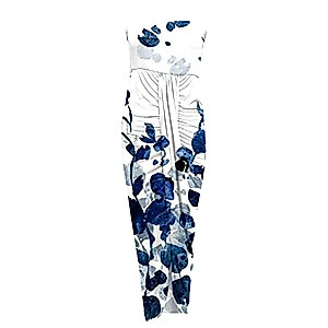 MRGIINRI 2023 Summer Bodycon Dresses for Women Sexy Ruched Sleeveless Strapless Sundress Fashion Slit Cocktail Midi Dress