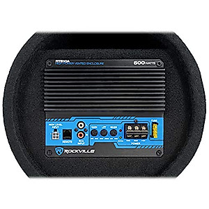 Rockville RTB10A 10" 500w Powered Subwoofer Bass Tube+Bass Remote + Amp Kit