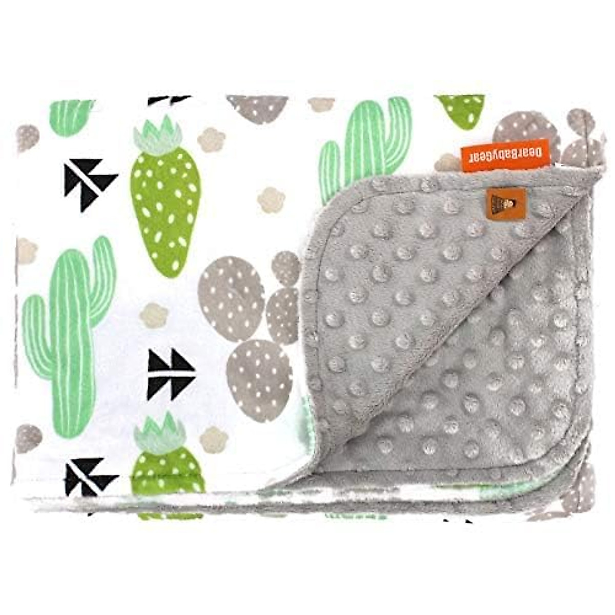 Dear Baby Gear Baby Blankets - Nursery Blankets for Newborn - Crib Bedding - Soft Blanket for Infant - Blanket for Boys & Girls - 40" x 30" (Succulents Cactus Cacti, Light Gray Dot)