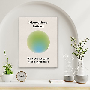 I Do Not Chase I Attract Canvas Wall Art Poster Print Gift, Inspirational Affirmation Painting Ready to Hang Home Office Decor (11.5" x 15")