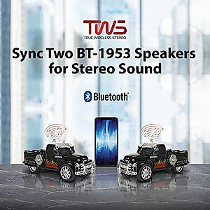 QFX BT-1953 Hot Rod Pick Up Truck Replica Speaker with Built-in Microphone, Led Party Lights, FM Radio, Red