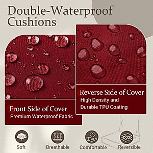 downluxe Outdoor Deep Seat Cushions Set, Waterproof Memory Foam Patio Furniture Cushions with Zipper for Outdoor Chair Sofa, 24" x 24", Burgundy, 2 Piece Set