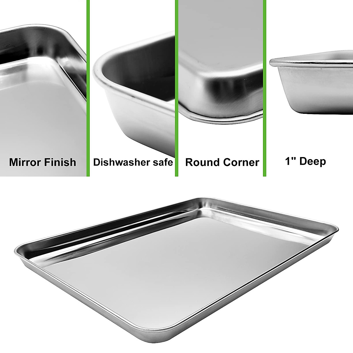 ASHQSS Baking Sheet with Rack Set,Stainless Steel Baking Pan with Cooling Rack,Non-Stick Cookie Sheets for Oven, Heavy Duty & Dishwasher Safe & Easy to Clean