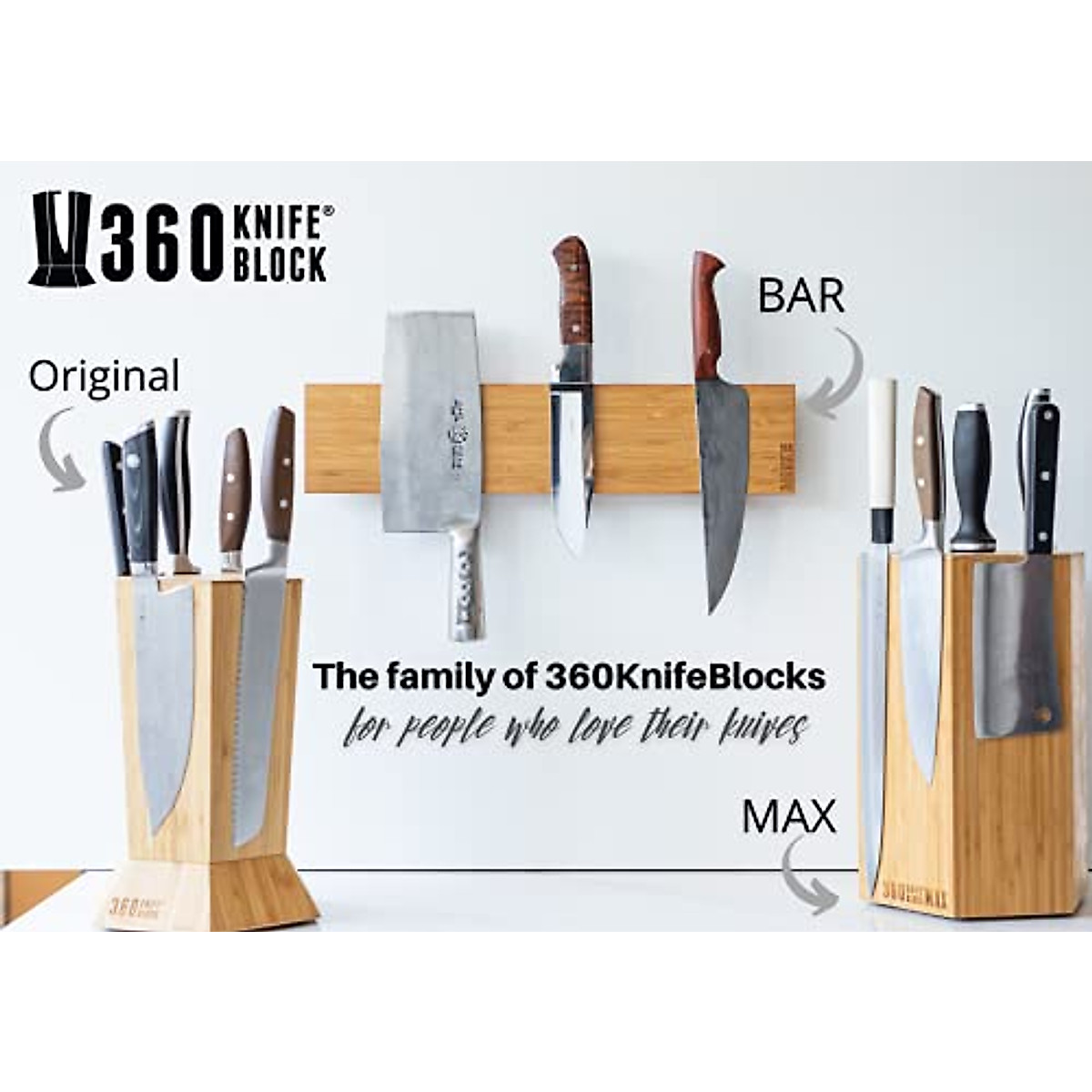 360 Knife Block ® - ROTATING - Magnetic - BEST Universal Knife Block - Made in America