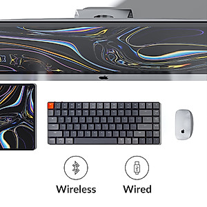 Keychron K3 75% Layout 84-Key Ultra-Slim Hot-Swappable Wireless Bluetooth Mechanical Keyboard with Low-Profile Keychron Optical Red Switch/White LED Backlight/USB Wired for Mac Windows-Version 2