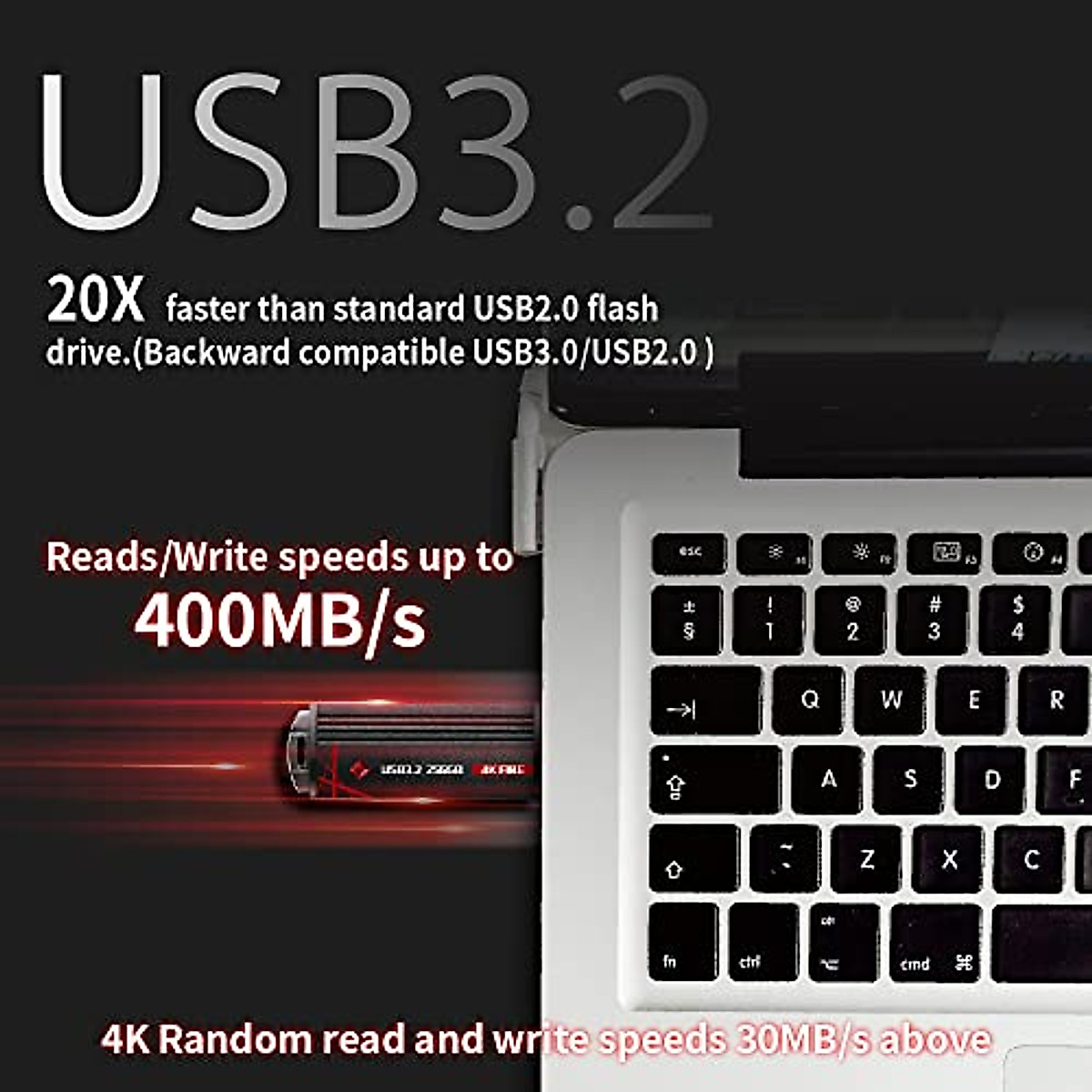 TCELL 4K Fire 128GB USB 3.2 Flash Drive 400MB/s Above,UASP Supported, high Speed Solid State Flash Drive Thumb Drive Memory Stick for Designer Gamer Tesla dashcam Sentry Mode