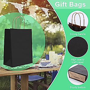 Paper Bags,30PCS Kraft Paper Bags 8.27x4.13x10.7Inch,Black Paper Gift Bags,Black Paper Bags with Handles,Shopping Bags Retail Bags Bulk for Small Business,Boutique,Grocery,Birthday Wedding Party Favor