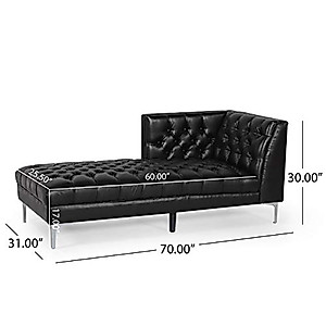 Christopher Knight Home Tignall Chaise Lounge, Midnight Black + Silver