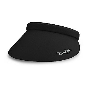 Panama Jack Women's Sun Visor - Packable Lightweight Microfiber, 4" Peak Brim Bill with Embroidered Logo (Black)