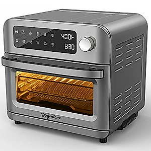 Joymicre Air Fryer Toaster Oven, 1700w High Power AirFryer Dehydrator Combo with Touchscreen Convection Countertop Oven, Dishwasher Safe Accessories, XL 12QT, 8 Cooking Presets, Bake, Broil, Defrost, Reheat, Roast All-in-one, Grey
