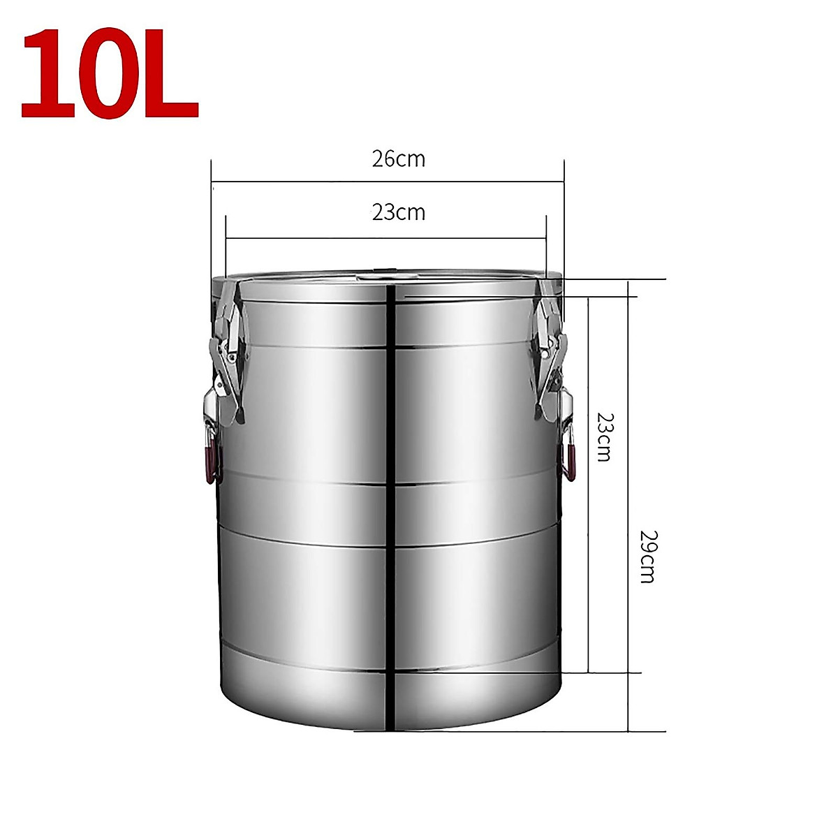 Stockpots Large Stock Pot,304 Stainless Steel Sealed Bucket, Can Hang The Lid，Double-layer Thickened, 24-hour Heat Preservation (Color : Silver, Size : 26cm29cm(10L))