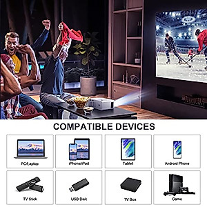 ZDK Mini Projector with WiFi,1080P HD Supported Portable Video Projector,8500LM,200"Display,Outdoor Movie Projector Compatible with iOS/Android Phone/Tablet/Laptop/PC/TV Stick/HDMI/USB/AV/Game Console