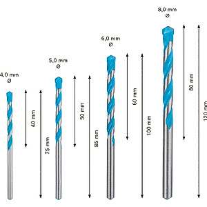 Bosch Professional 4X Expert CYL-9 MultiConstruction Drill Bit Set (for Concrete, Ø 4-8 mm, Accessories Rotary Impact Drill)