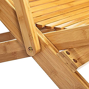 AbocoFur Bamboo Folding Lounge Chair, Indoor&Outdoor Lazy Recliner with Armrest, Home Zero Gravity Chair for Lunch Break, Portable Chaise for Patio, Balcony, Garden