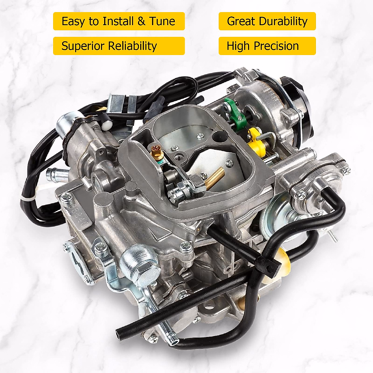 AUXMART Carburetor for Toyota 2 Barrel 22R Engine 1981 1982 1983 1984 1985 1986 1987 with Round Plug Connector TOY-505 TOY-507 (35290/2.4L 2366cc/ C4036)