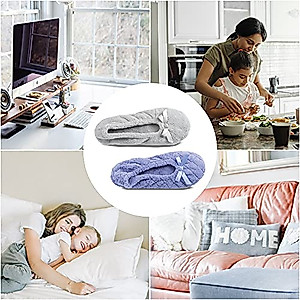 isotoner womens 2 Pack Ballerina Slipper Quilted and Solid Ballet Flat, Light Grey Quilted, Navy Blue Solid, 6.5-7.5 US