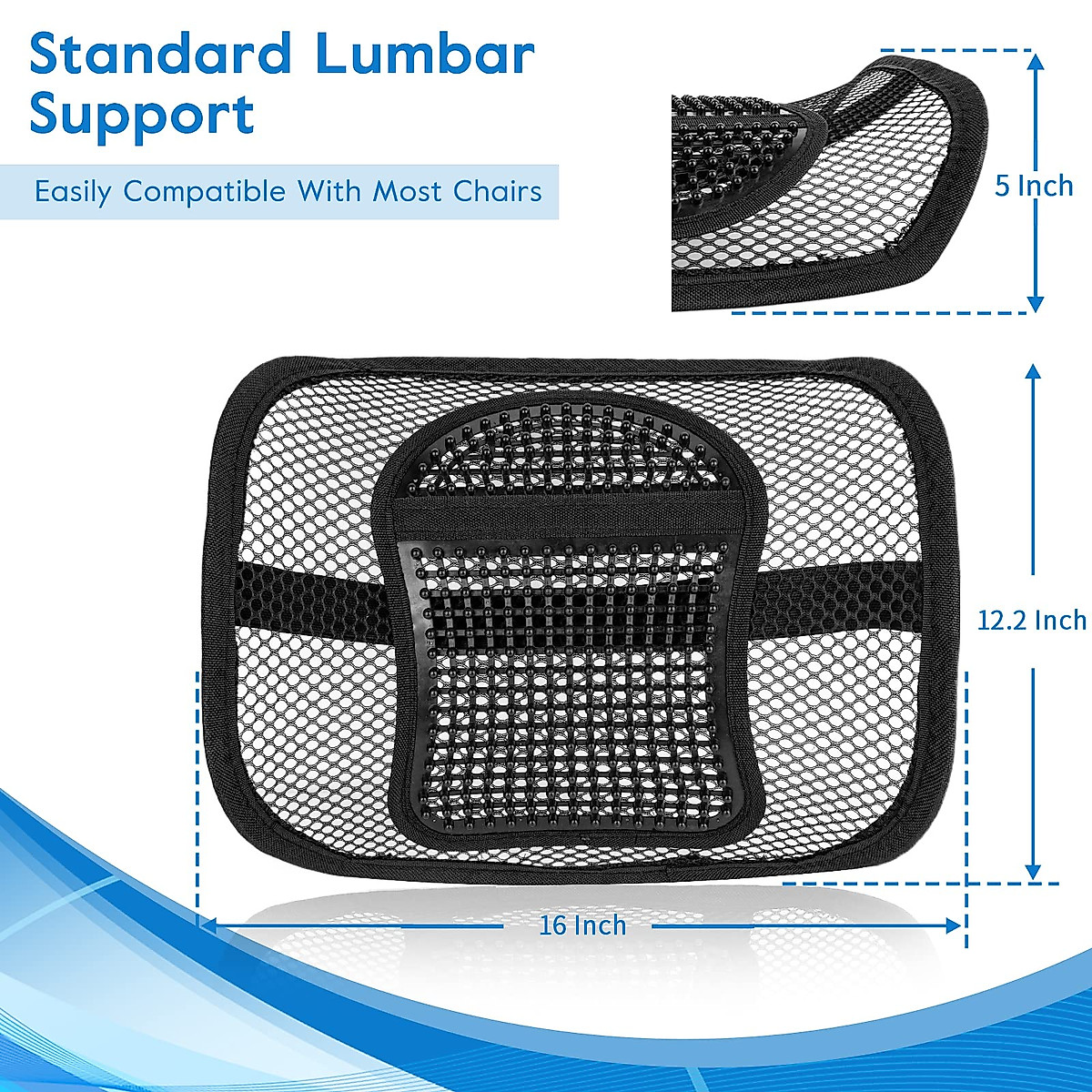 YINSHENG Mesh Back Lumbar Support, Mesh Back Support Seat Cushion Air Flow Chair Back Support with Elastic Strap Back Rest for Home Office Chair Car Seat Back Pain Relief