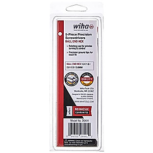 Wiha 26491 5-Piece Ball Metric End Hex Driver Set