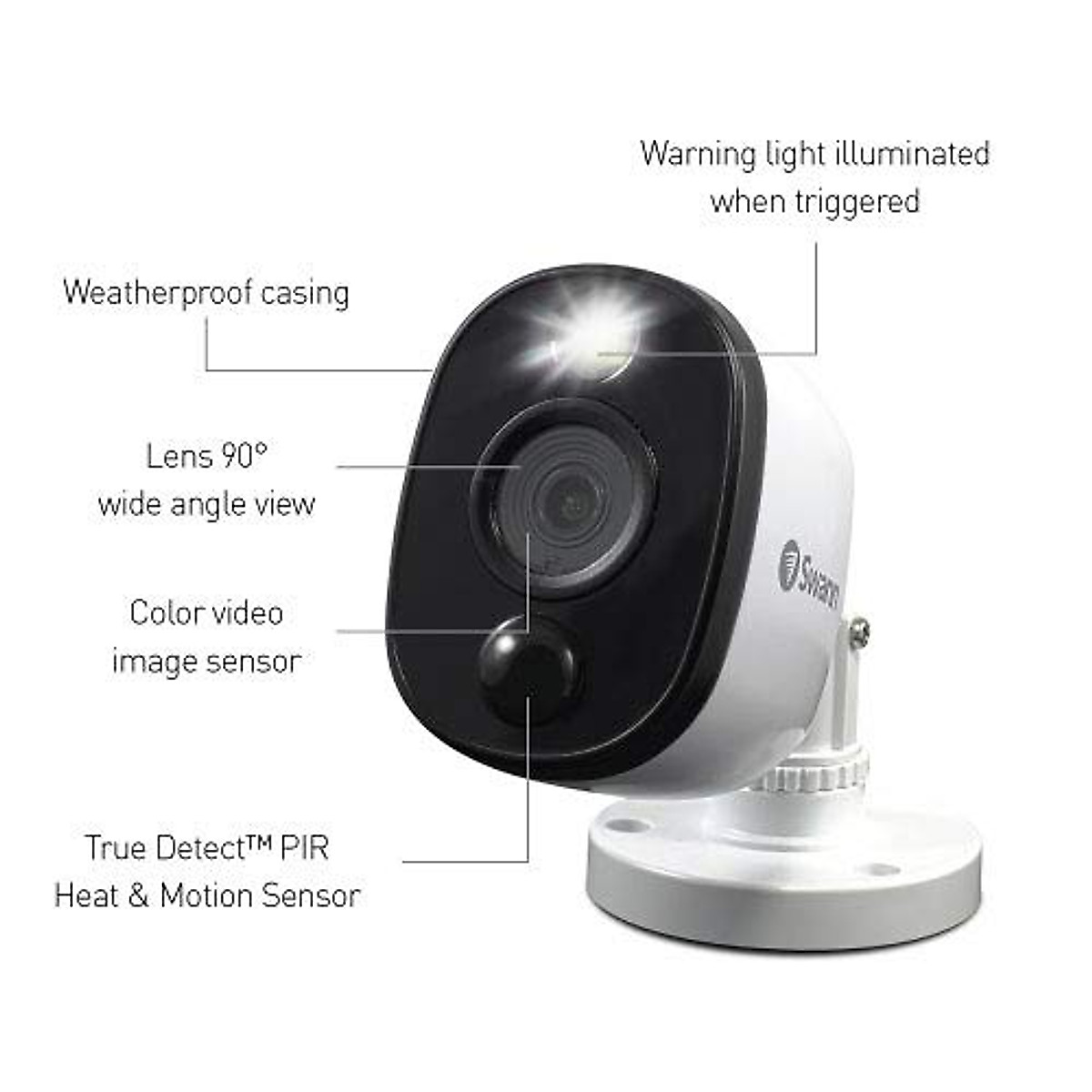 Swann Add-On DVR Bullet Security Camera System with Sensor Spotlight, 1080p Full HD Video, Indoor or Outdoor Design, Dusk to Dawn Color Night Vision Plus True Detect™ Heat and Motion Detection