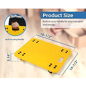 MaxWorks 50840 High Visibility Yellow 300-lb Capacity Movers Dolly with 4 Swivel Casters, 19-1/2" x 14-1/2" Platform