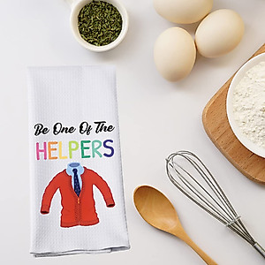 PWHAOO Inspirational Quote Tea Towel Be One of The Helpers Kitchen Towel Motivational Kindness Gift (One of The Helpers Towel)