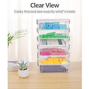 Sooez 6 Pack Extra Large Plastic Pencil Boxes, Clear Pencil Boxes for School Bulk, Plastic Pencil Case Crayon Boxes, Stackable Plastic Storage Containers, Storage Box, School Supply Box…