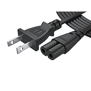 Pwr AC Cable Replacement Power Cord 2 Prong 6 Feet (Black)