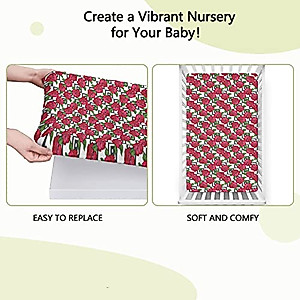 Roses Themed Fitted Crib Sheet,Standard Crib Mattress Fitted Sheet Ultra Soft Material-Baby Sheet for Boys Girls,28“ x52“,Multicolor