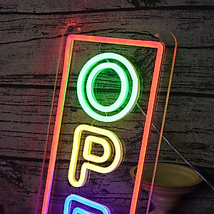 MEFFIAO LED Neon Open Sign for Business, 16.5"x 12" Adjustable Brightness Open Sign, supplied with USB and regulator provided, suitable for party bar salon coffee shop hotel wall decoration neon sign…