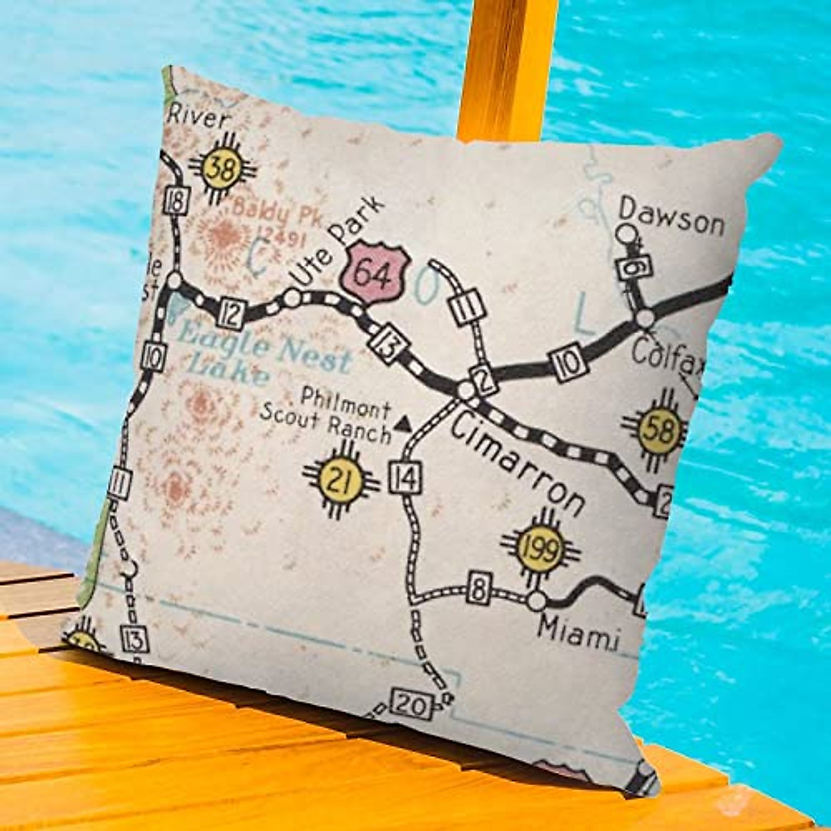 Philmont Scout Ranch Map Outdoor Throw Pillow Covers Home State Accent Waterproof Pillowcase Retro Outdoor Garden Decoration for Patio Garden Couch Tent 20x20in