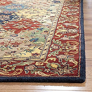 SAFAVIEH Heritage Collection Runner Rug - 2'3" x 12', Beige & Burgundy, Handmade Traditional Oriental Wool, Ideal for High Traffic Areas in Living Room, Bedroom (HG911B)