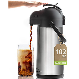 101 Oz Airpot Thermal Coffee Carafe - Insulated Stainless Steel Coffee Dispenser with Pump - Thermal Beverage Dispenser - Thermos Coffee Carafe for Keeping Hot Coffee & Tea Hot For 12 Hours - Cresimo