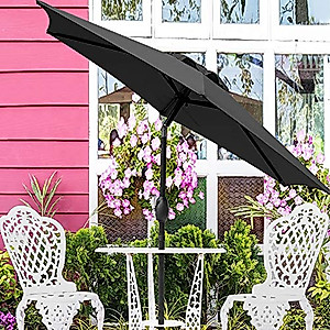 SUNVIVI OUTDOOR 7.5 Ft Patio Umbrella Outdoor Market Table Umbrella Luxury Aluminum Pole Umbrella with Push Button Tilt and Crank, 6 Ribs, Polyester Canopy, Black