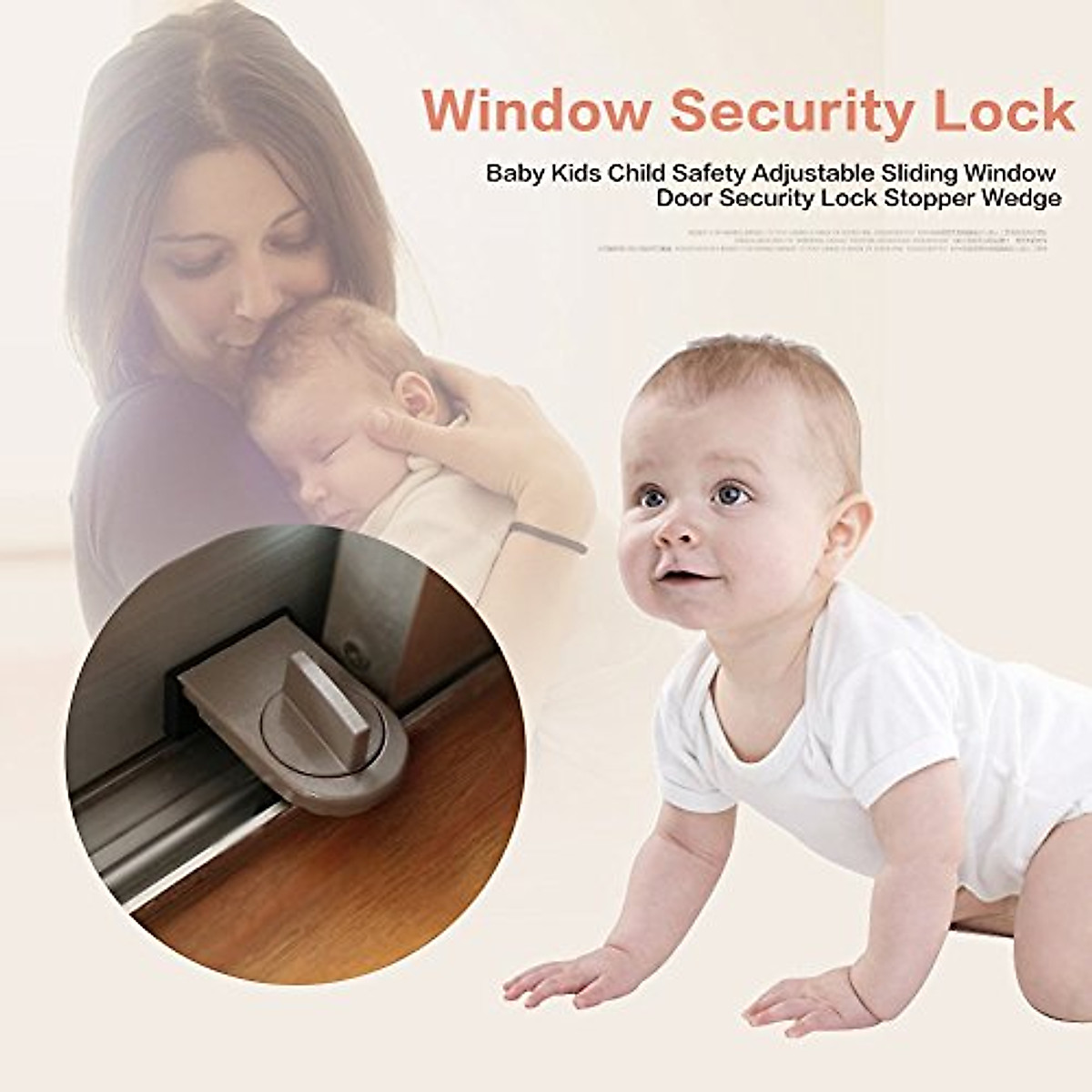 (Pack of 2) Kids Sliding Window Lock Child Safety Adjustable Sliding Door Infant Proof Security Lock Stopper Wedge