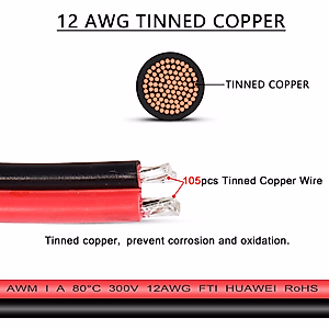 GINTOOYUN 2 Pairs XT60H Plug Male Female Connector Pigtails Cable 1Ft 12AWG 4 Pcs XT60H-M XT60H-F Extension Cable for RC Lipo Battery FPV Drone 30CM