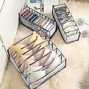 Foldable Underwear Storage Box With 6/7/11 Compartments Nylon Divider Box Socks Bra Underpants Wardrobe Drawer Closet Organizers (white(5PCS), 11 cells)