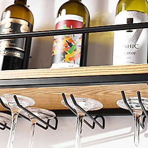 Tinyuet Wine Rack Wall Mounted, 21.6in Metal Hanging Wine Holder, Elegant Wine Glass Rack for Kitchen/Dining/Room/Wine Cellar/Bar