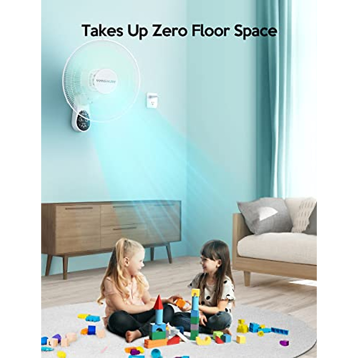 VAGKRI Wall Mount Fan, 16 Inch Wall Fan with 5 Blades, 5 Speeds, 8 Hour Timer, 90° Oscillating Quiet Fan with Remote for Home Office Bedroom Living Room Garage