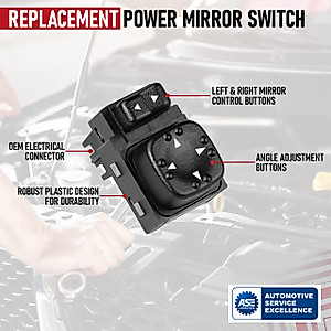 Power Side Mirror Switch - Replaces 15045085, 19259975, 901124 - Fits Chevy Silverado, Suburban, Tahoe, GMC Sierra, Yukon, XL - 2000-2002 Model Years