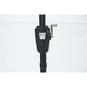 Sun-Ray 811028 9' Round Next Gen 8-Rib Solar Patio Umbrella 32 LED Within Unique Strip Lighting, Crank and Tilt, 9 ft, Scarlet/Red