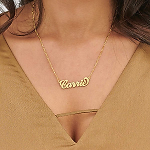 MyNameNecklace Personalized Name Necklace-My Name Custom Pendant Nameplate Precious Metals Sterling Silver 925 & Gold Plating - Christmas Jewelry Gift