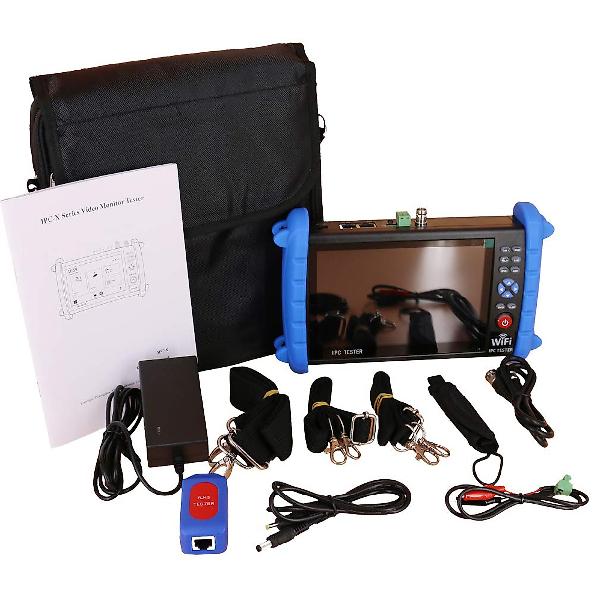 Portable 7 Inch CCTV Tester-Support up to 6K IP Camera Test- AHD, TVI, CVI & CVBS Analog Camera Test-RJ45 Cable TDR Tester with PoE/IP Discovery/HDMI in & Out/Built in WiFi/PTZ