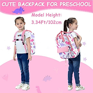 VASCHY Dinosaur Backpacks Girls, Lightweight Toddler Kids Preschool Backpack for Children