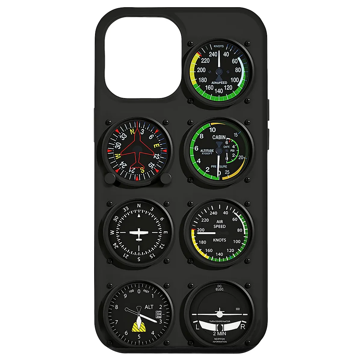 iPhone 12 Pro Max Pilot Six Flight Instruments Cockpit Case