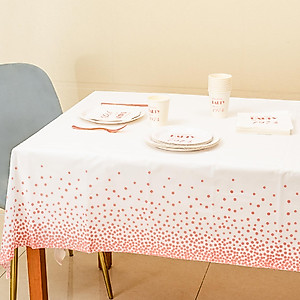 Crisky Rose Gold Tableware Set for Women 50th Birthday Party Decorations Supplies, Party 1974 Set of 24 (9" & 7" Plates, Luncheon Napkin, 9oz Cups, 106"×54" Tablecloth, Knife & Fork)