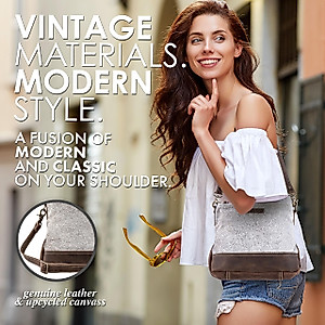 SIXTEASE Womens Shoulder Bag Vintage Style Shoulder Bags for Women - Made with Genuine Leather, Upcycled Canvas, or Hair On - Handmade, Adjustable Strap, Brass and Zinc Hardware - Raffle