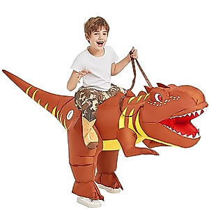 GOOSH Inflatable Dinosaur Costume Kid 36IN Riding T Rex Air Blow up Dinosaur Costume for Halloween Cosplay Party