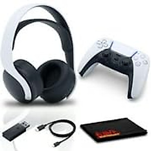 PlayStation Pulse 3D Wireless Headset Bundle with DualSense Wireless Controller and 6Ave Microfiber Cleaning Cloth 5