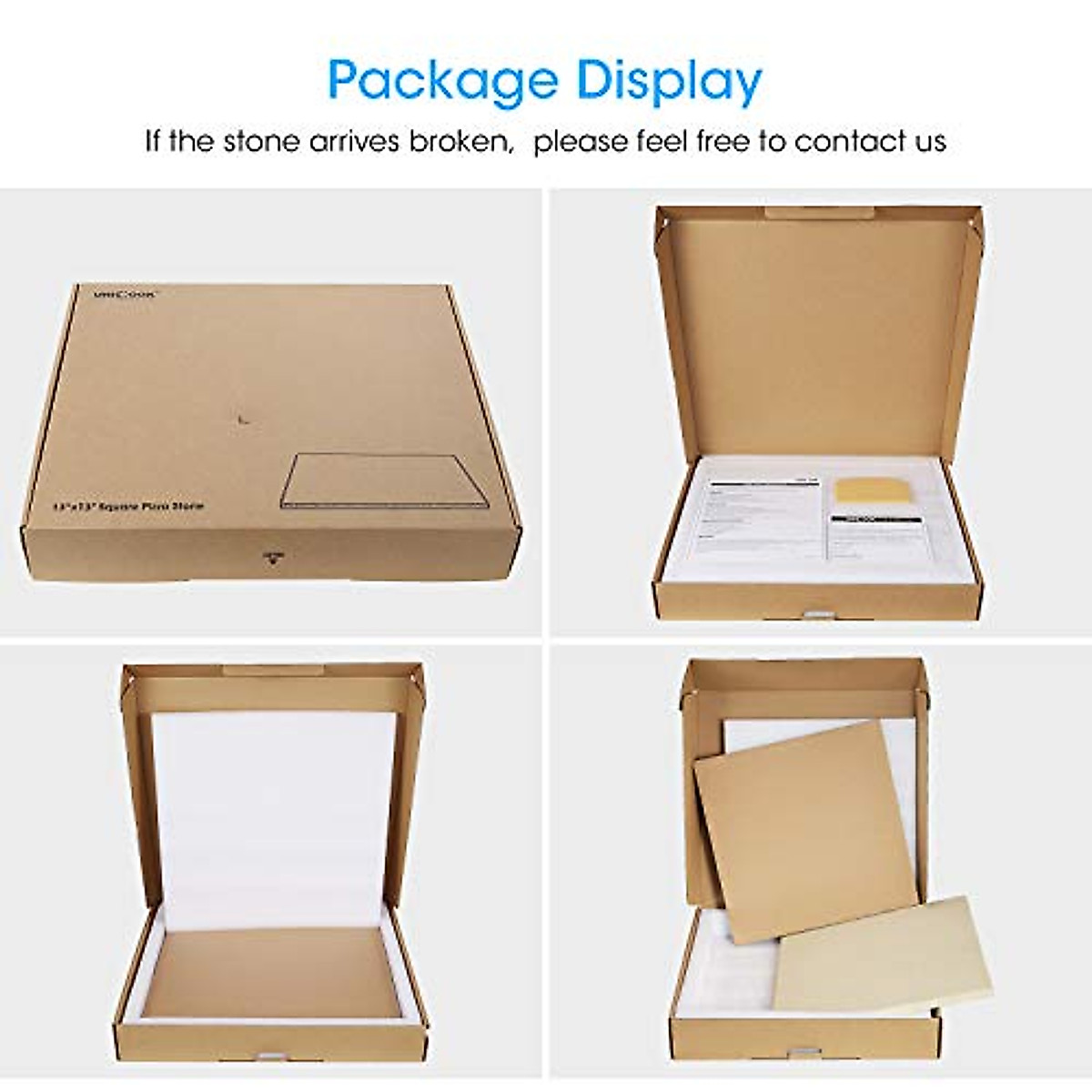 Unicook Pizza Stone 13 Inch, Square Baking Stone for Bread, Heavy Duty Ceramic Bread Stone, Thermal Shock Resistant Pizza Grilling Stone for Oven and Grill, Making Crispy Pizza, Bread, Cookie and More