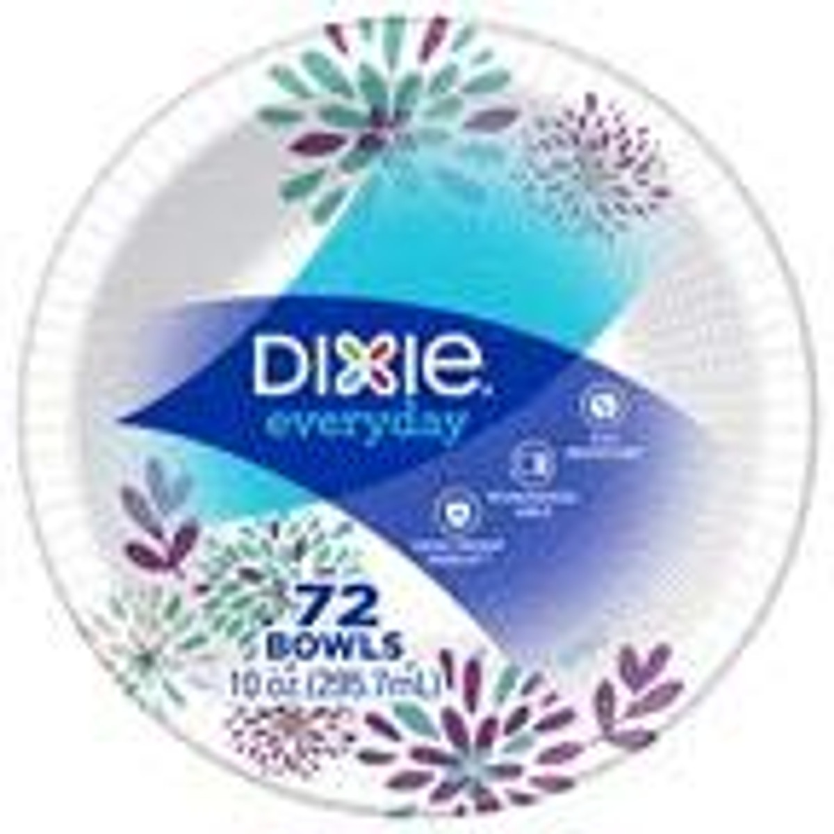 Dixie Everyday Disposable Paper Bowls, 10 oz., Printed, 72 Count, Lunch Size Printed Disposable Bowls